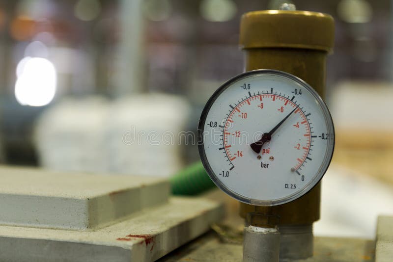 Closeup of a Pressure Meter on a Machine Stock Image - Image of ...