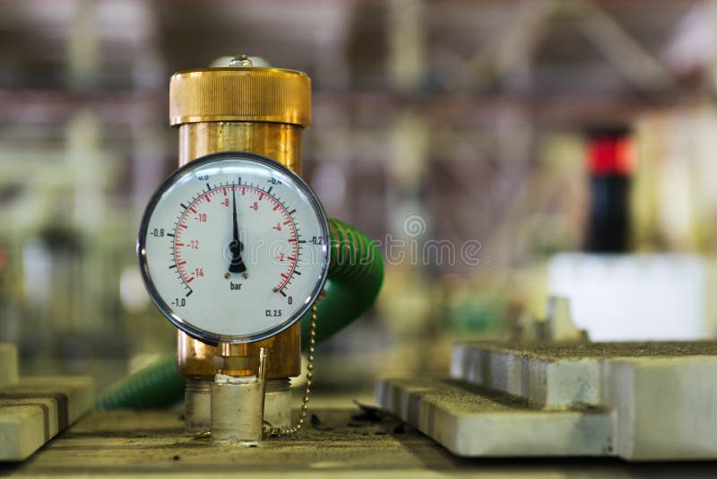 Closeup of a Pressure Meter on a Machine Stock Image - Image of energy ...