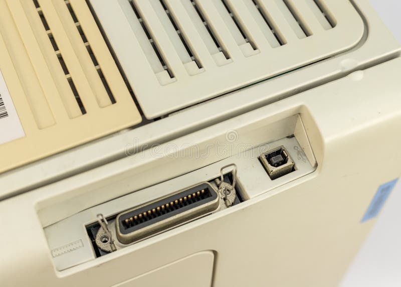 Closeup of Printer Power and Connection Ports Stock Photo - Image of ...