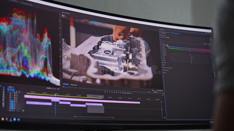 Closeup Process of Professional Post-production of Video or Photo ...