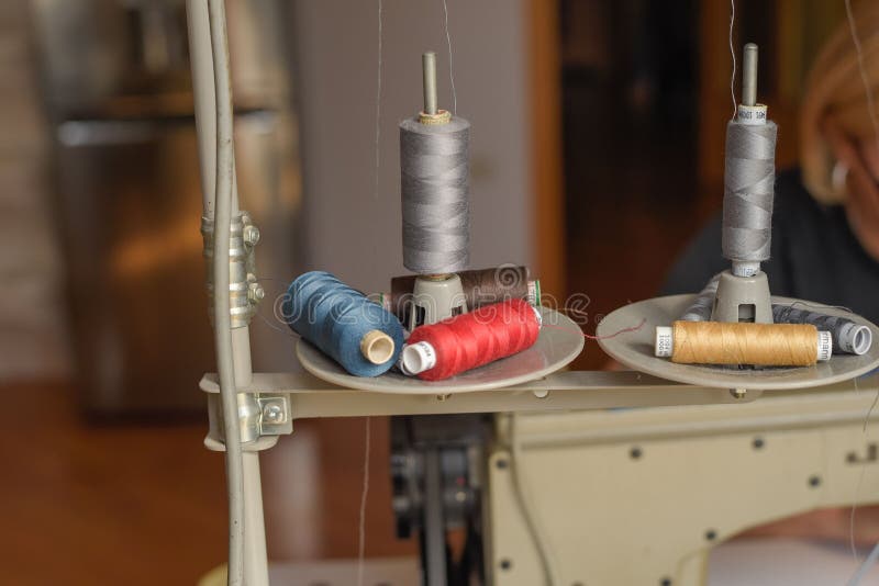 Closeup of the Process of Sewing on a Sewing Machine Stock Image ...
