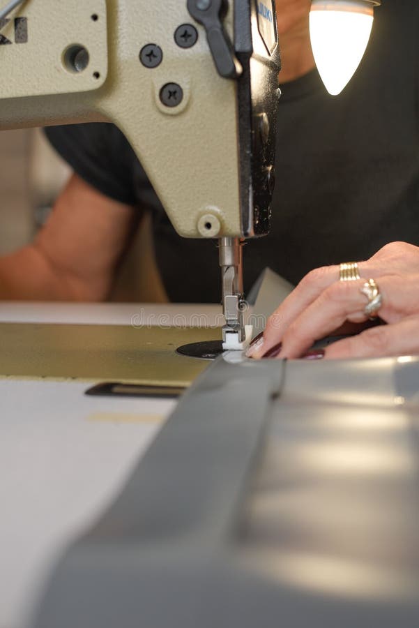 Closeup of the Process of Sewing on a Sewing Machine Stock Photo ...