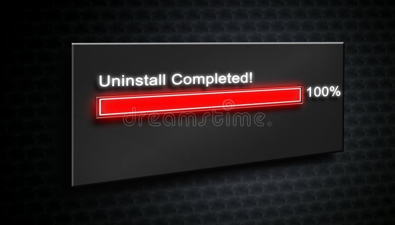 Closeup Process of Uninstall Software Completed with Abstract Metallic ...