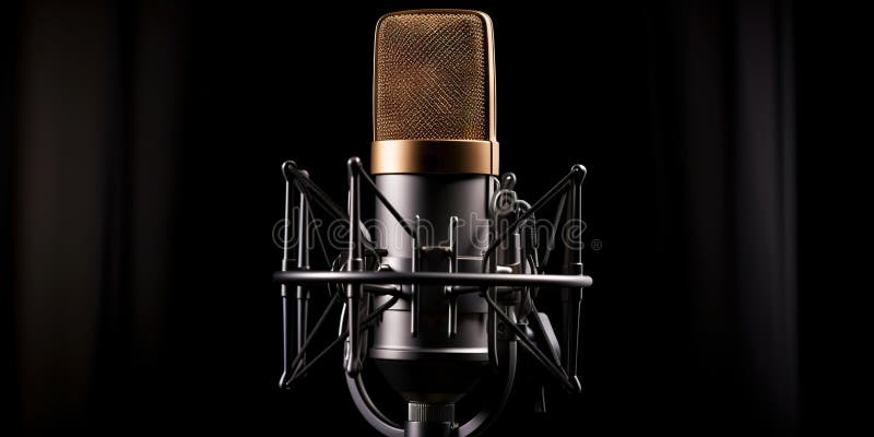 Closeup of Professional Microphone with Dark Uniform Backdrop ...
