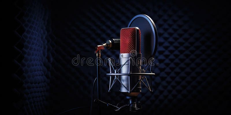 Closeup of Professional Microphone with Dark Uniform Backdrop ...
