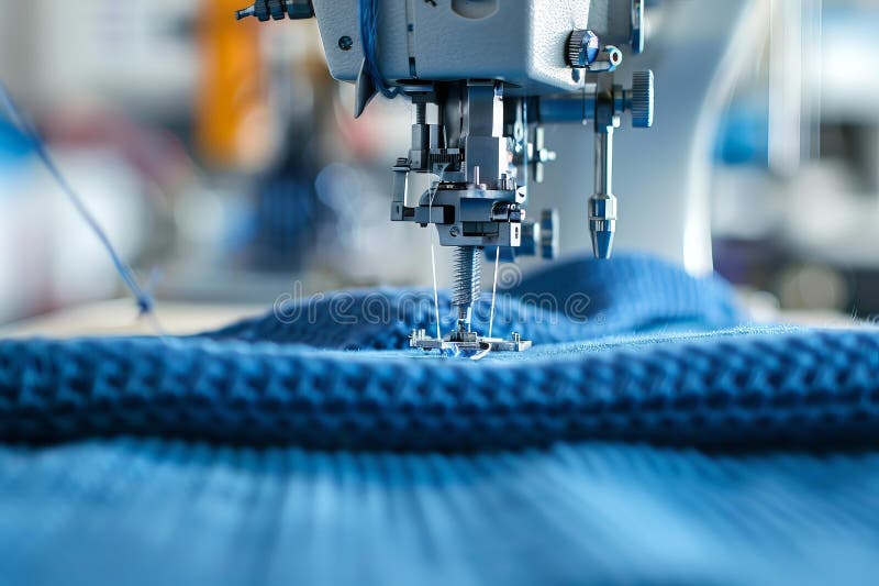 Industrial Sewing Machine in Action on Fabric Stock Photo - Image of ...