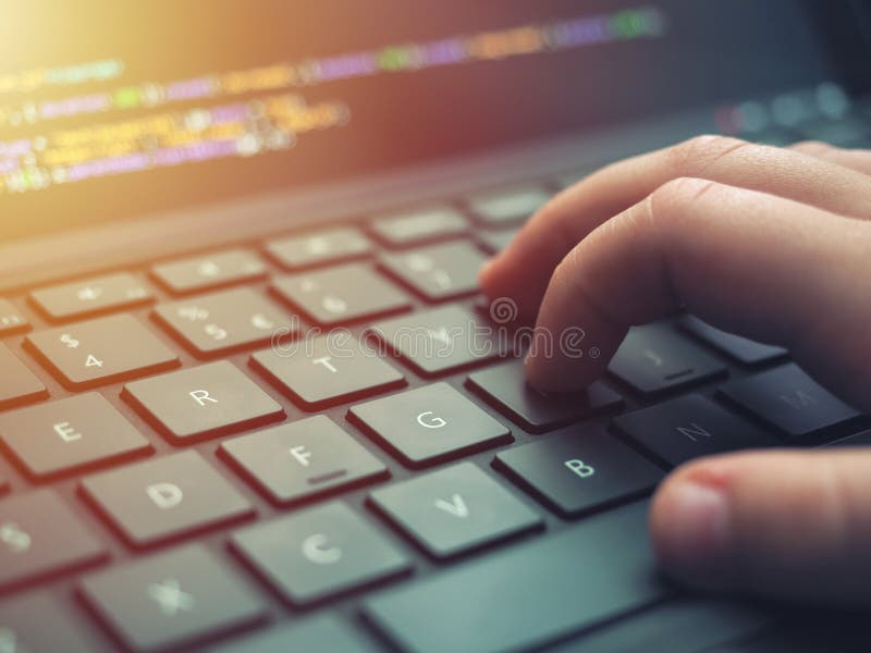 Closeup Coding On Screen Hands Coding Html And Programming On Screen Laptop Web Development
