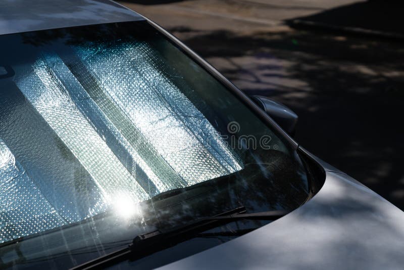Protective Reflective Surface Under Windshield of Car on Hot Day ...