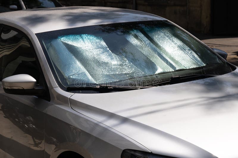 Protective Reflective Surface Under Windshield of Car on Hot Day ...