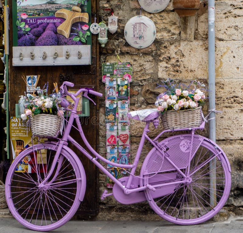 Purple Bicycle on a Bike Rack, NYC, NY, USA Editorial Stock Photo ...