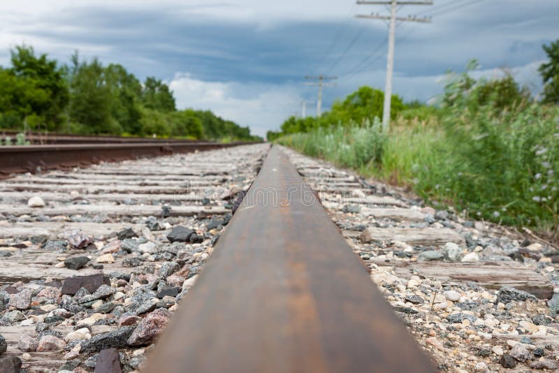 Closeup of Rail and Tracks in Canadian Prairies Stock Photo - Image of ...