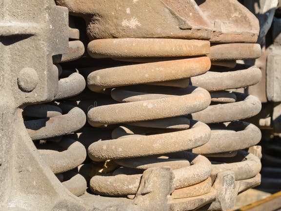 Closeup Railway Carriage Spring Stock Photo - Image of rail, coil ...