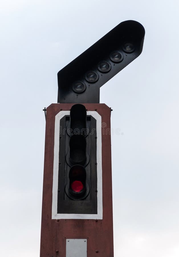 Closeup of the Railway Traffic Light for Controlling the Train before ...