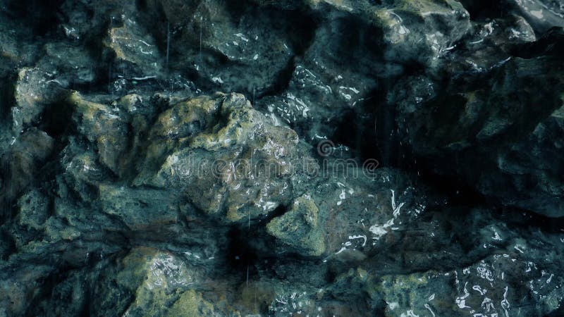 Rain Falling on Rocks Closeup Stock Video - Video of forest, wall ...