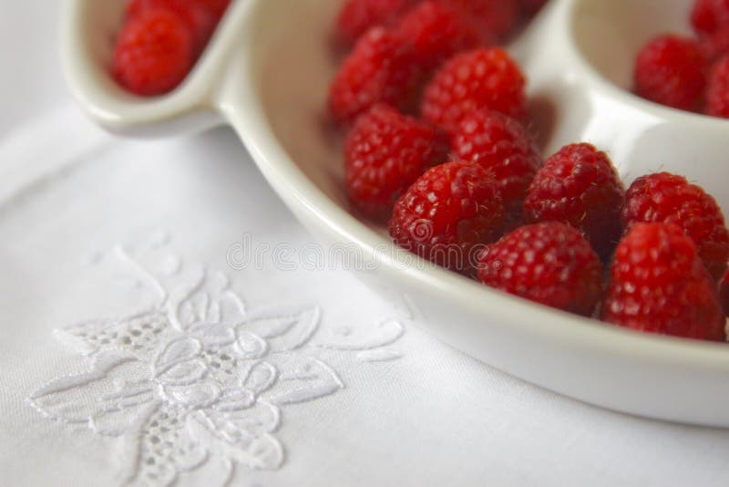 Closeup of Raspberries on the Plate Stock Image - Image of fruits ...