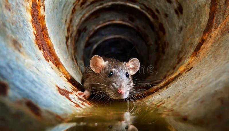 Closeup of a Rat Inside a Rusty Sewer Pipe - Generative Ai Stock ...