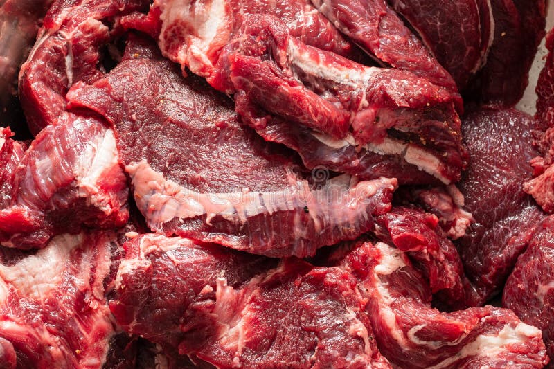 Closeup of Raw Red Meat (beef Cheeks) Prepared for Cooking Stock Photo ...