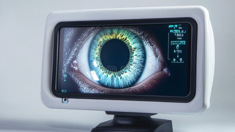 Closeup of a Realistic Human Eye Displayed on a Futuristic Device Stock ...