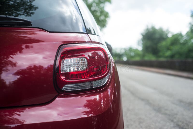 Rear Light of Red Car Parked in the Street Editorial Photography ...
