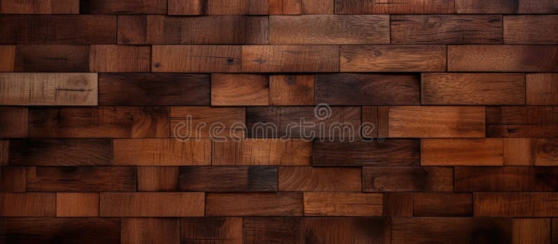 Closeup of a Rectangular Wooden Wall Made of Brown Wood Blocks Stock ...