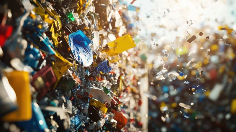 A Closeup of a Recycling Bin Overflowing with Plastics and Metals ...