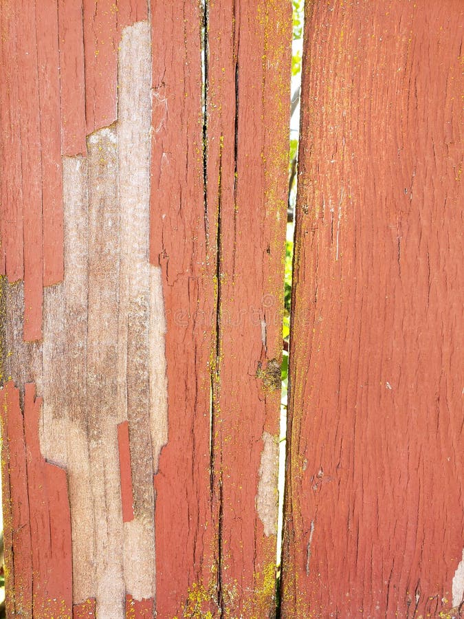 Closeup Red Broken Chipped Fence Panel Stock Image - Image of brown ...