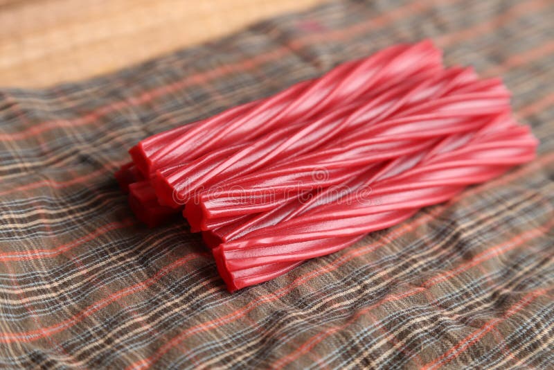 Closeup of Red Candy Sticks on Fabric Stock Image - Image of detail ...