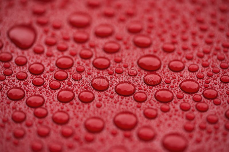 Closeup Red Car Paint Surface with Hydrophobic Ceramic Coating Stock ...