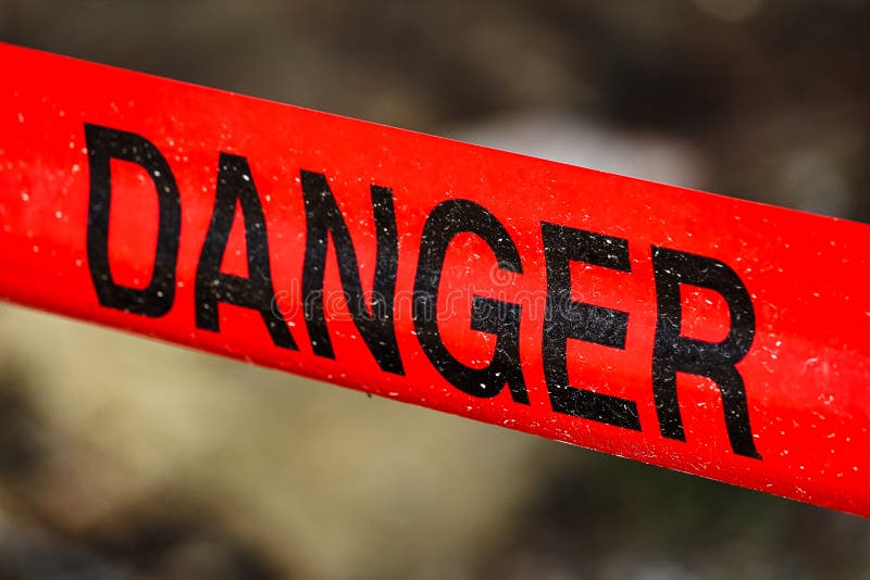 Red Danger Tape Wrapped Around a Tree Stock Image - Image of enter ...