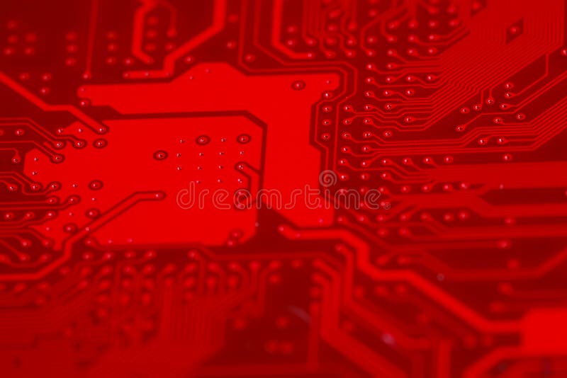 Closeup of Red Electronic Motherboard Circuit with Processor Stock ...