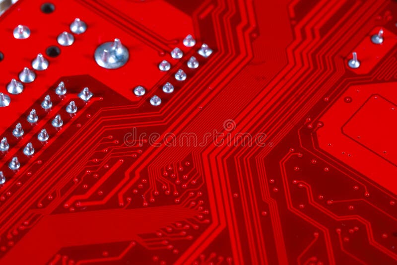Closeup of Red Electronic Motherboard Circuit with Processor Stock ...