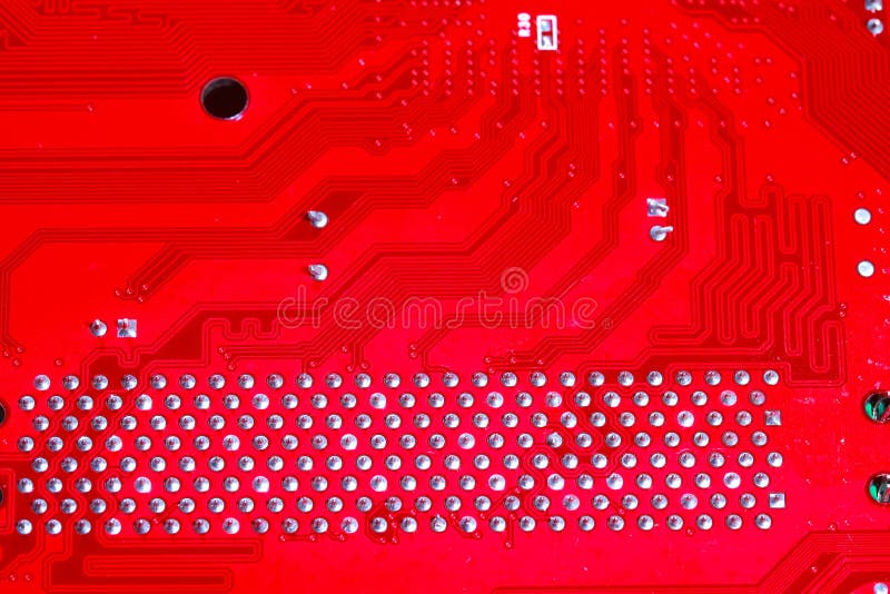Closeup of Red Electronic Motherboard Circuit with Processor Stock ...