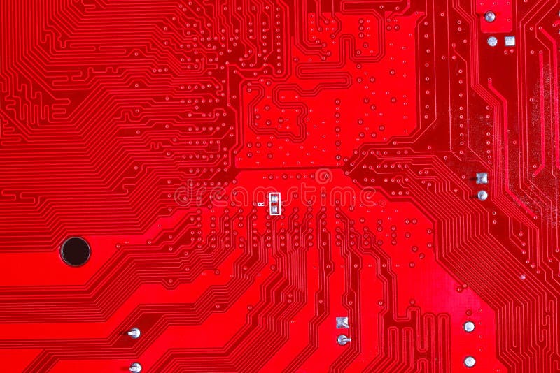 Closeup of Red Electronic Motherboard Circuit with Processor Stock ...