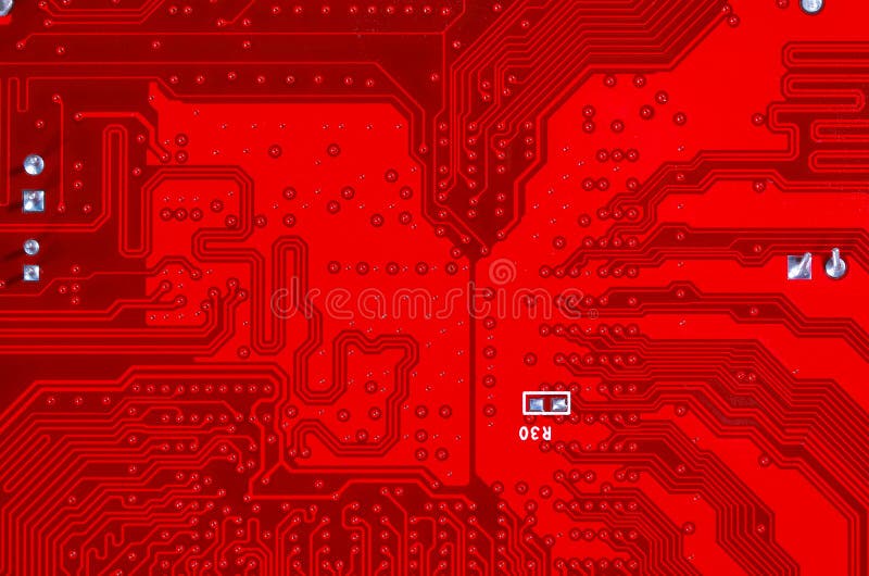 Closeup of Red Electronic Motherboard Circuit with Processor Stock ...