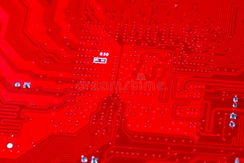Closeup of Red Electronic Motherboard Circuit with Processor Stock ...