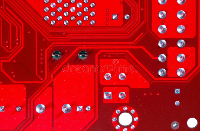 Closeup of Red Electronic Motherboard Circuit with Processor Stock ...