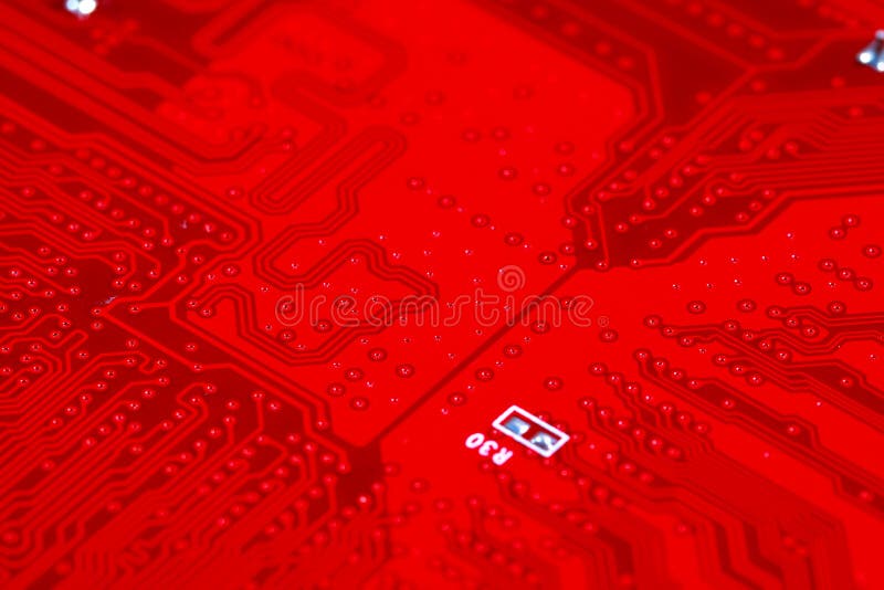 Closeup of Red Electronic Motherboard Circuit with Processor Stock ...