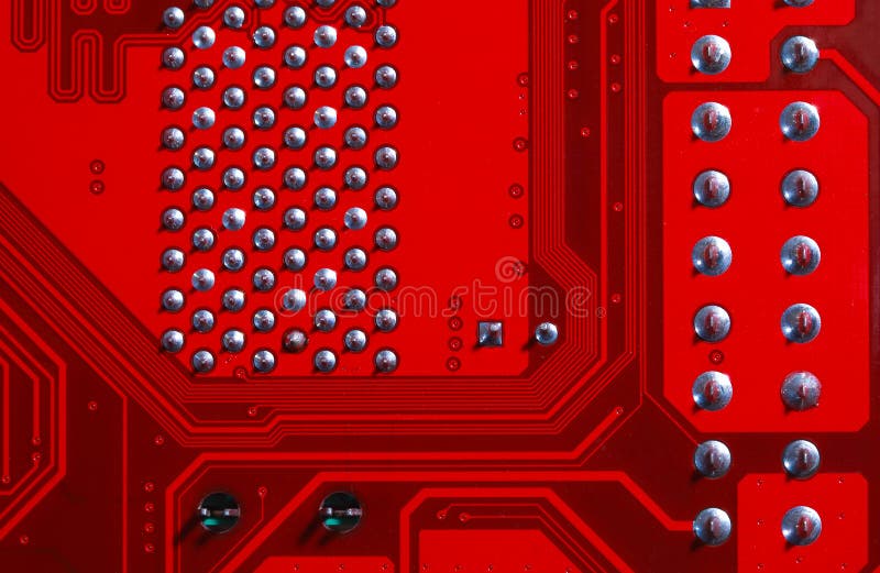 Closeup of Red Electronic Motherboard Circuit with Processor Stock ...