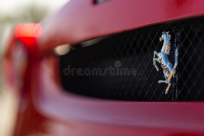 Closeup of Red Ferrari Logo Editorial Stock Image - Image of vehicle ...