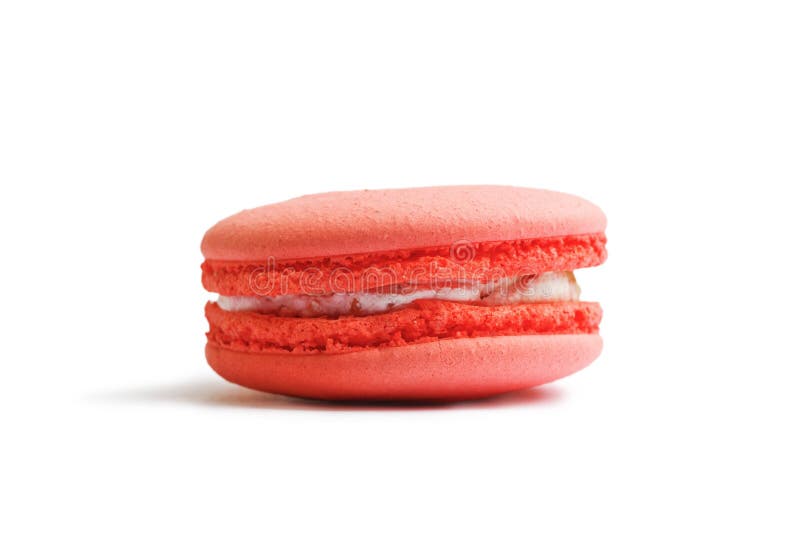 Closeup Red Macaroon Isolated on White with Shadow. Stock Photo - Image ...