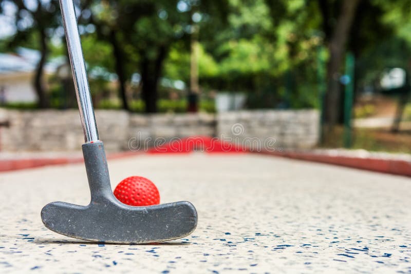 Closeup of Red Mini Golf Ball. Stock Image - Image of activity, action ...