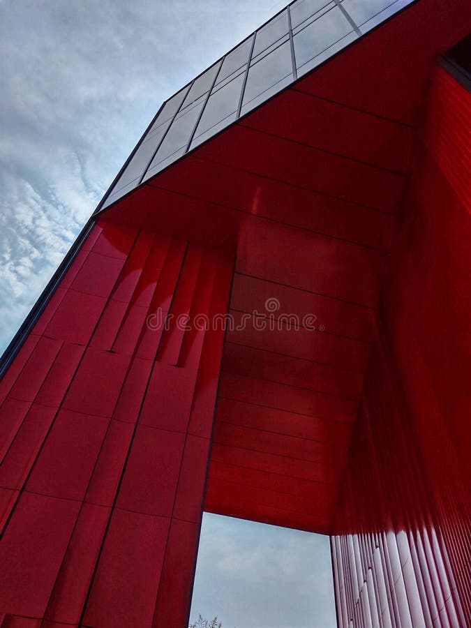 Red modern buildings editorial stock image. Image of closeup - 333570214