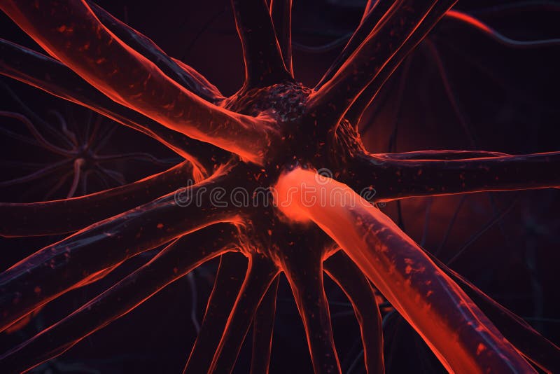 Closeup of red neuron stock illustration. Illustration of health - 93297557