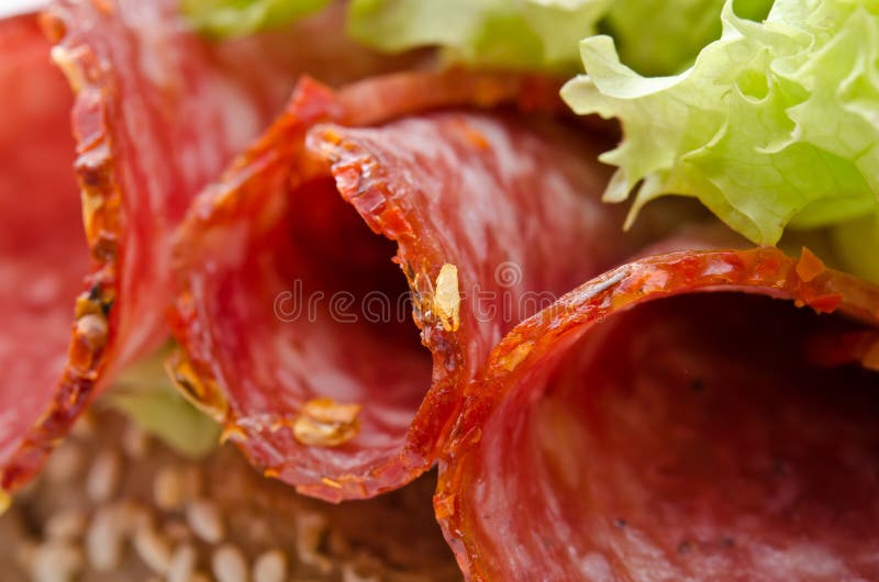 Closeup of a Red Pepper Salami Stock Photo - Image of healthy, meal ...