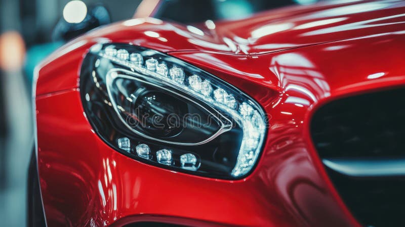 Closeup on Red Sports Car Headlight on White Stock Illustration ...