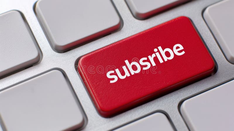 CloseUp of Red Subscribe Button on a Keyboard Stock Photo - Image of ...