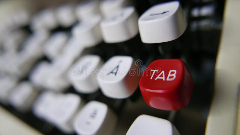 Closeup of a Red Tab Key stock image. Image of typewriter - 207643089