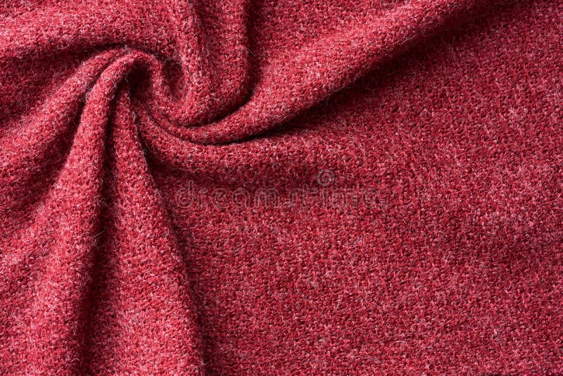 Closeup Red Texture of Woolen Knitted Fabric. Pattern of Red Crumpled ...