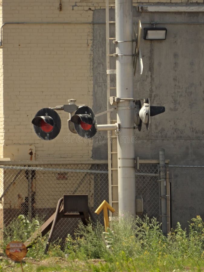 Closeup of Red Traffic Lights on a Railroad Stock Photo - Image of ...