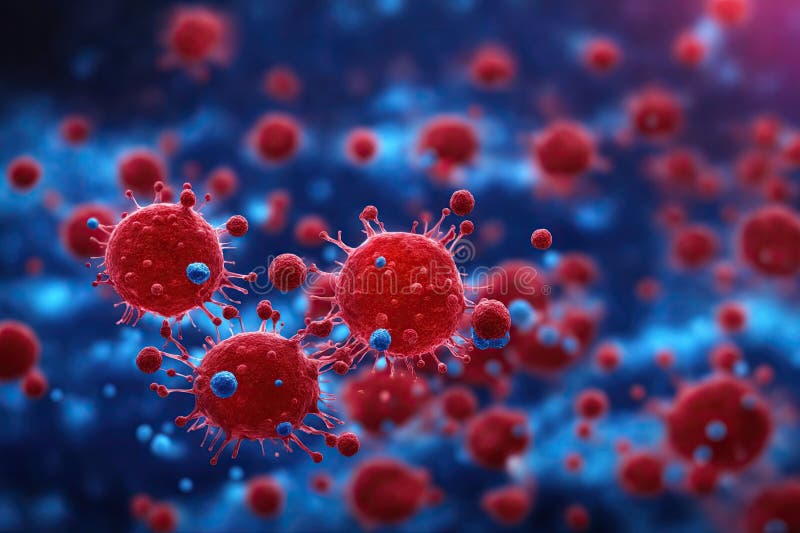 Closeup of Red Viral Particle and Microscopic View. Ai Generative Stock ...